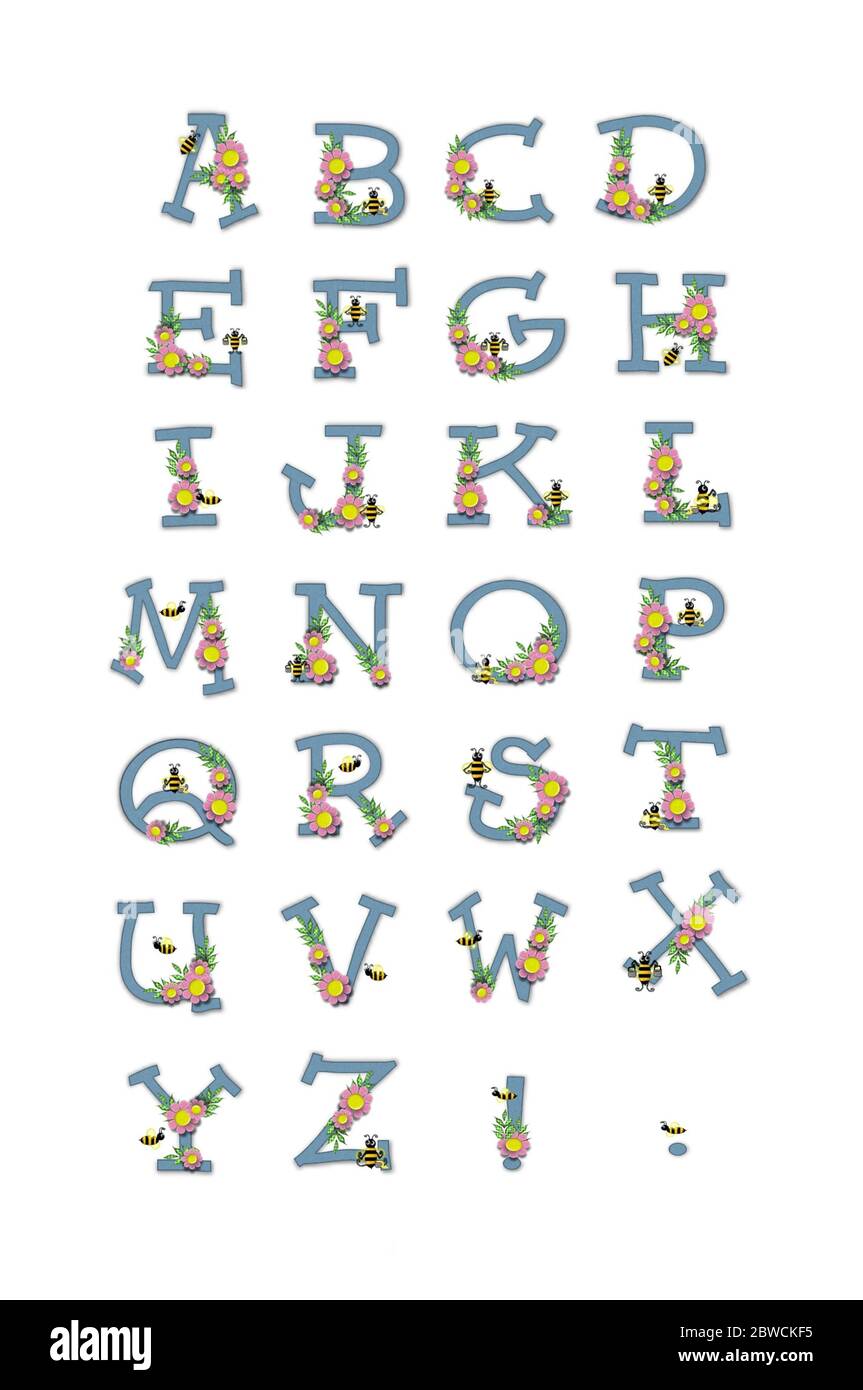 Alphabet Buzz Bees Complete Set Stock Photo - Alamy