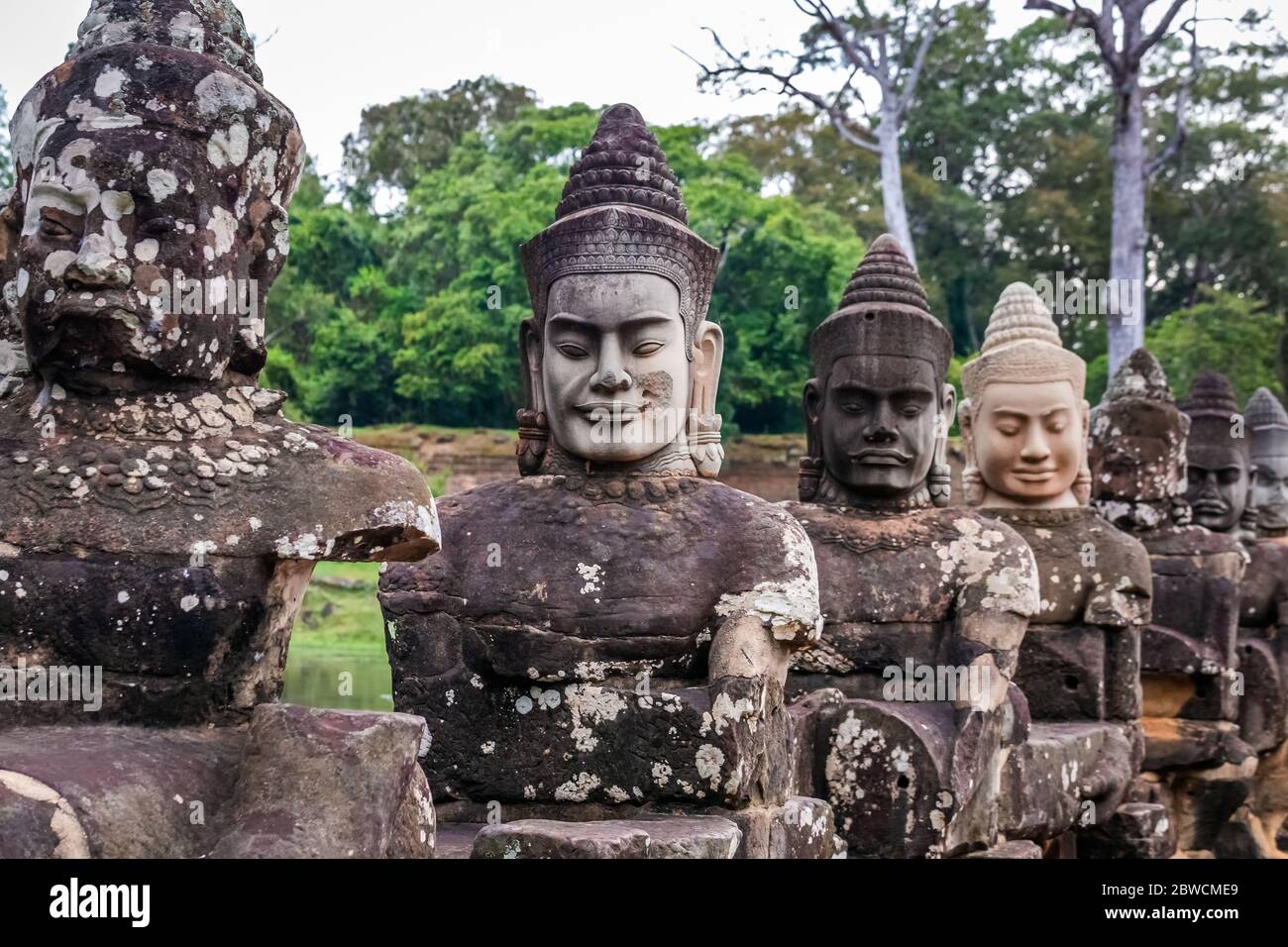 Old khmer statues at Angkor Wat, Siem Reap, Cambodia Stock Photo - Alamy