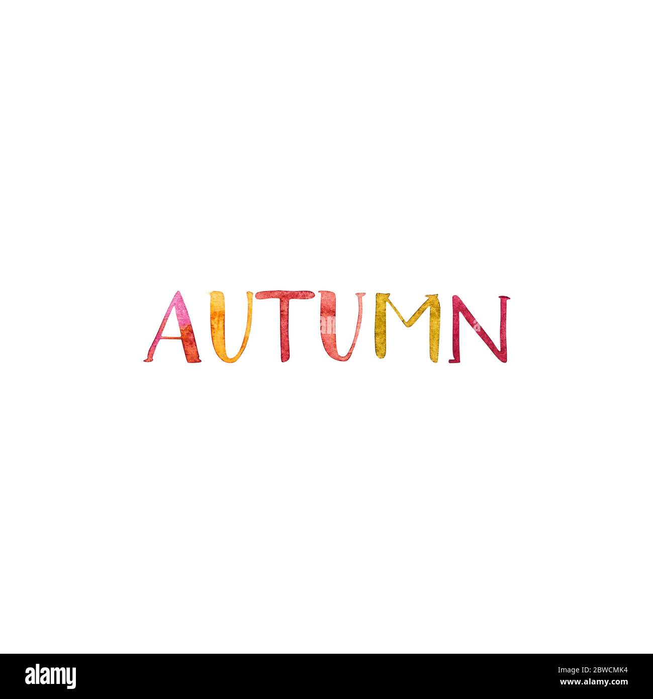 Background watercolor illustration with word - Autumn on white ...