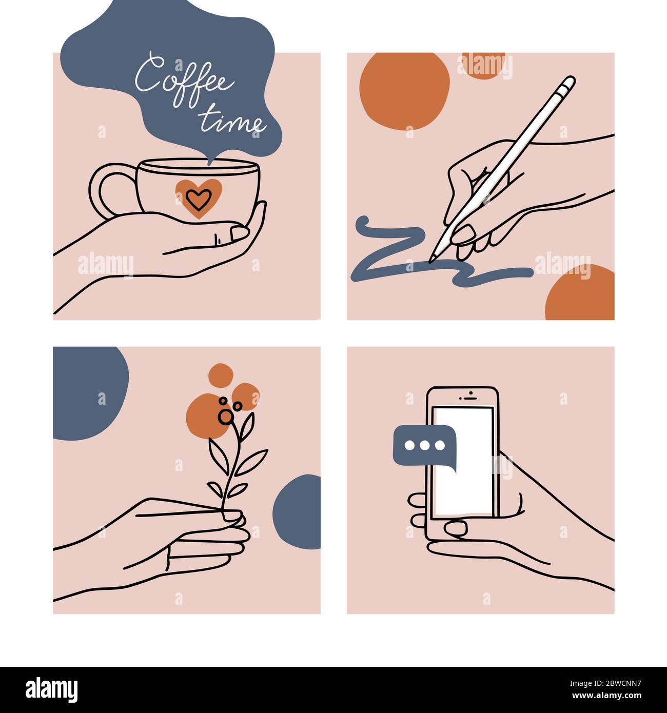 Hands hold cup tea Stock Vector Images - Alamy