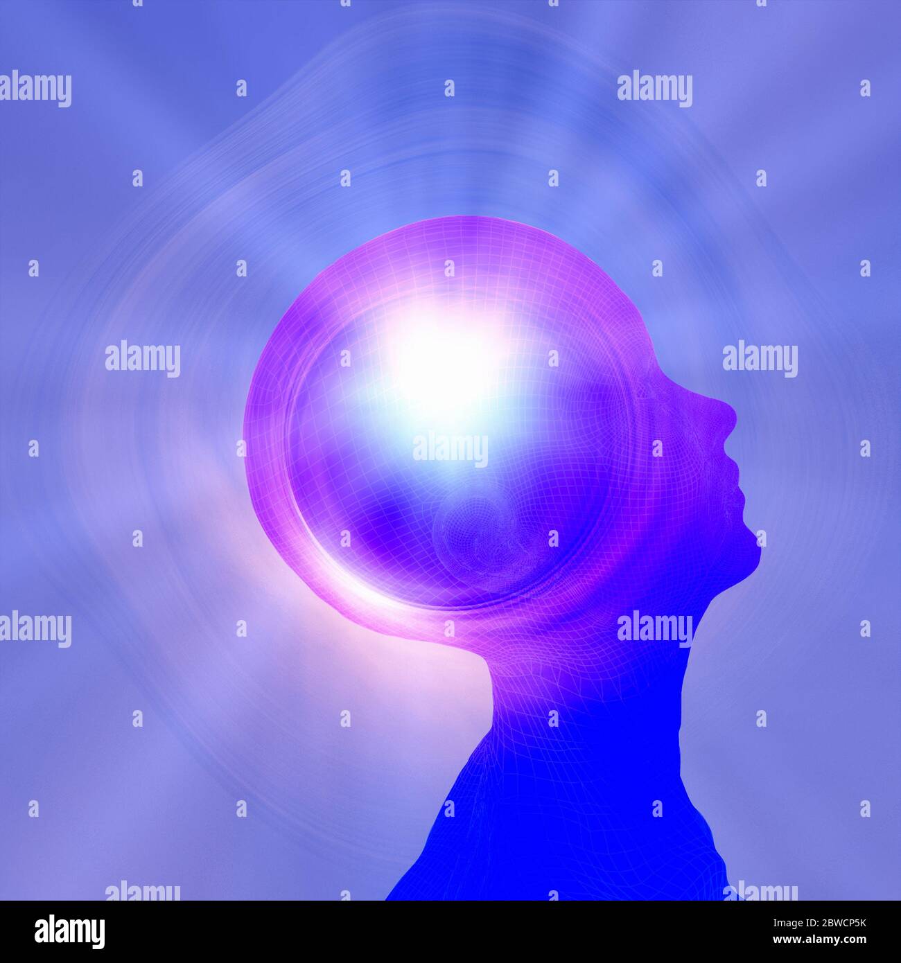 Light in human head. 3D rendering Stock Photo - Alamy