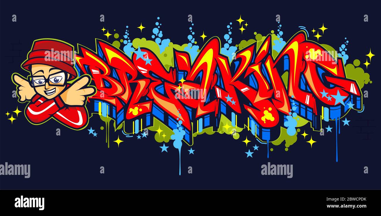 Abstract Hiphop Graffiti Style Word Breaking Vector Typography ...
