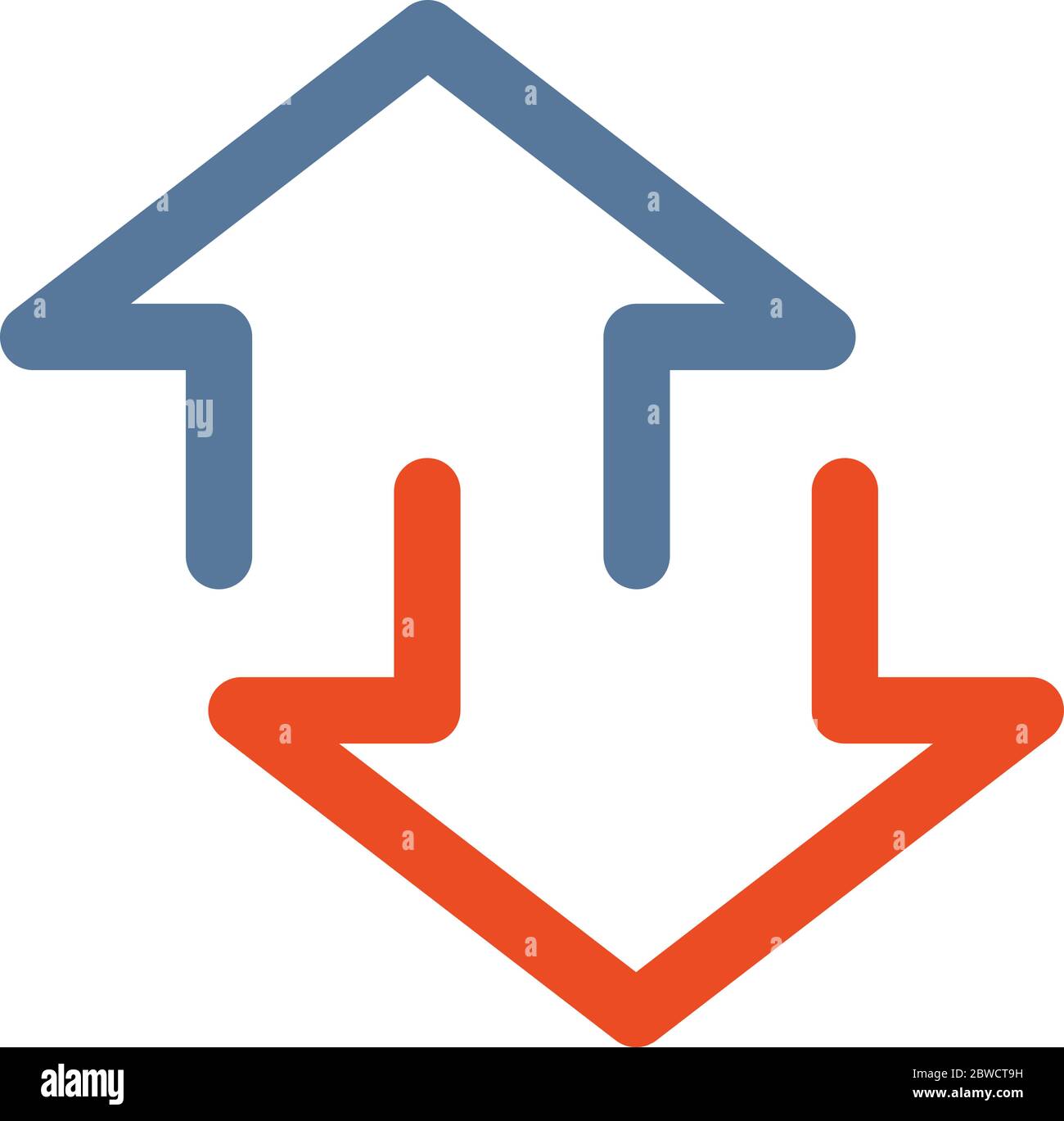 Simple linear up and down arrows. Upward, downward arrows in blue and red. Stock vector ...