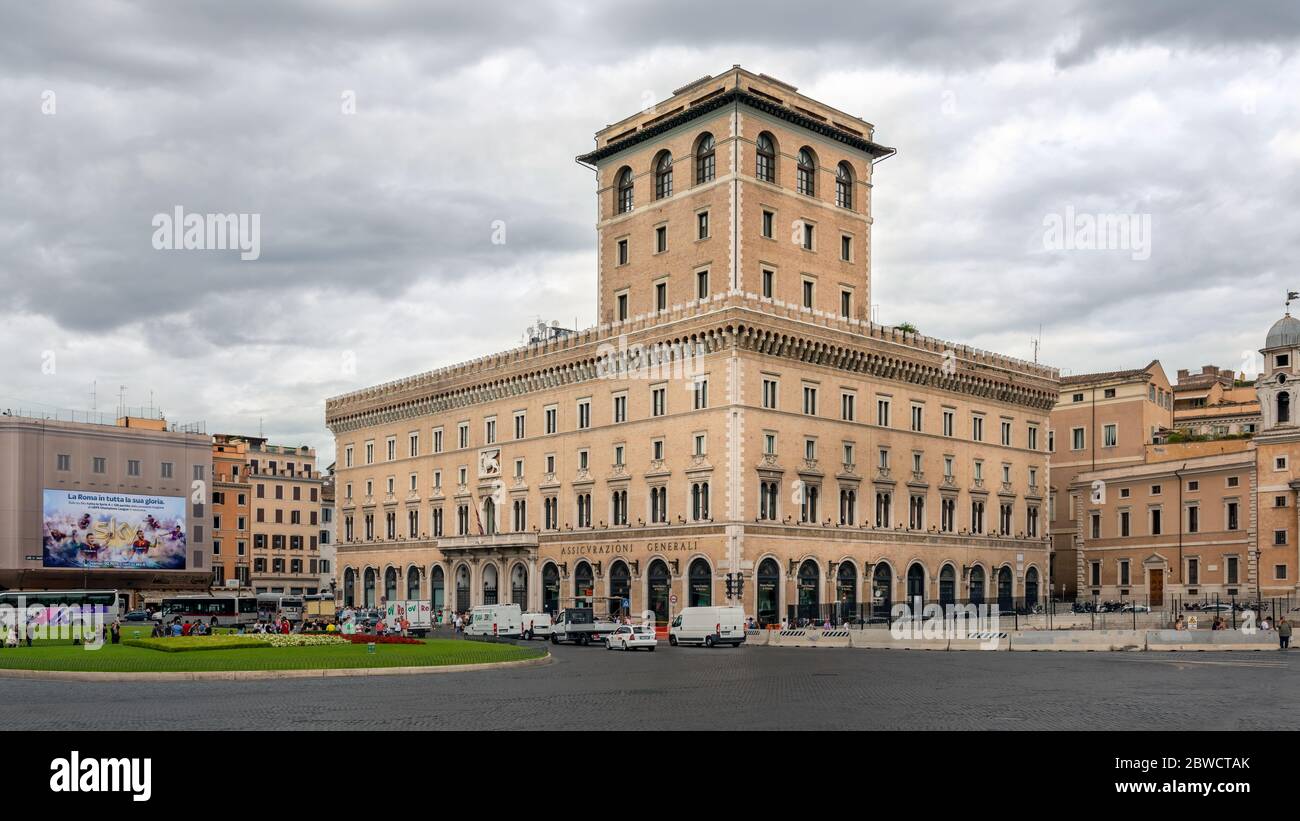 Rome, Italy - Sept 2, 2014: View at the Palazzo Venezia building ...