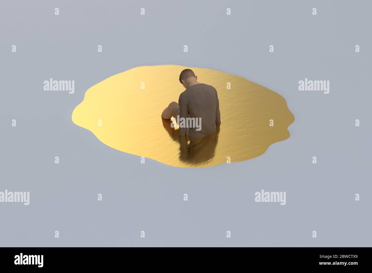 rejected man sitting in a puddle Stock Photo - Alamy