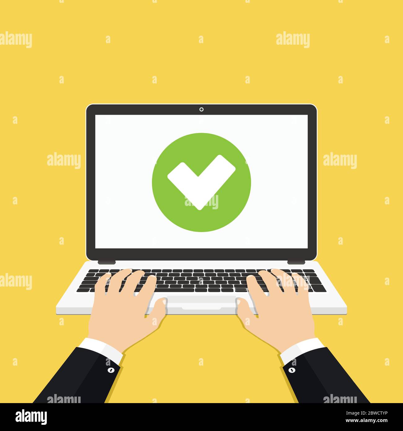 Checkmark on hand icon Stock Vector Images - Alamy