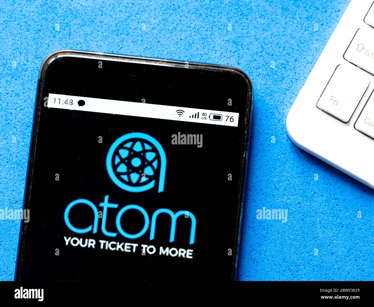 In this photo illustration e-commerce Atom Ticket logo is seen ...