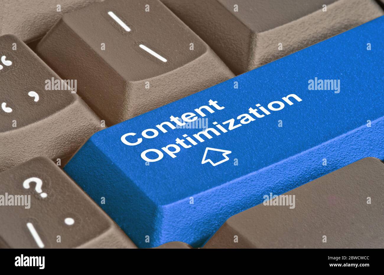 Keyboard with keys for content optimization Stock Photo - Alamy