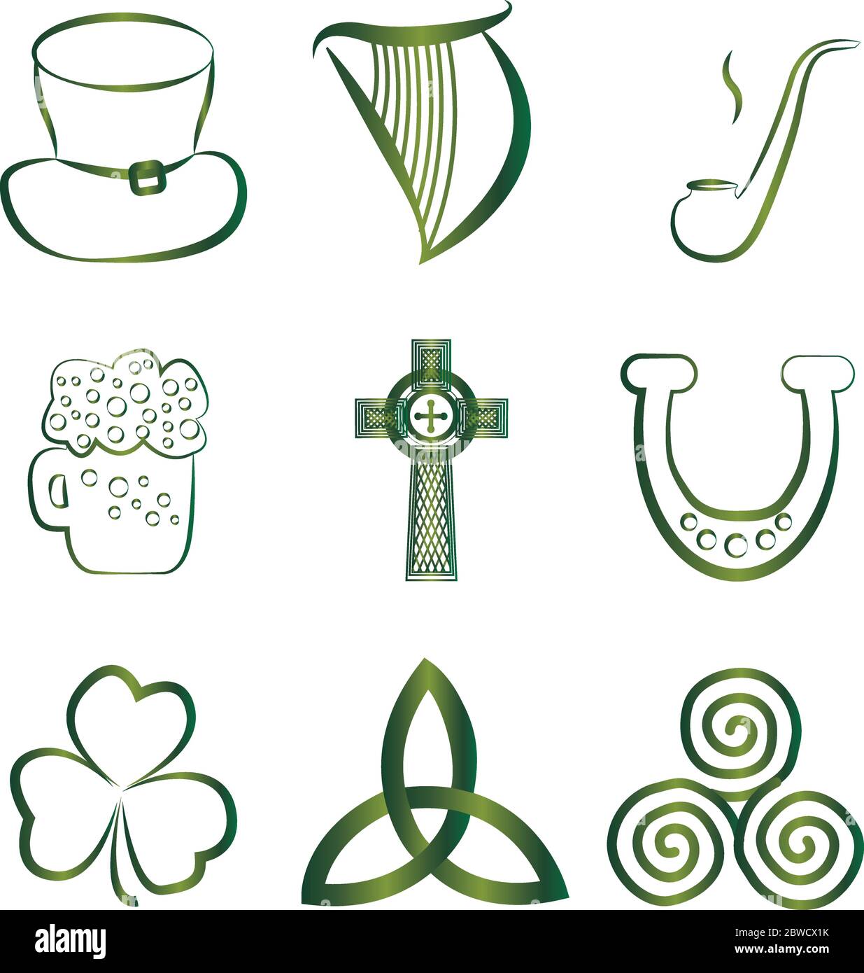 Shamrock silhouette green outline Stock Vector Images - Alamy