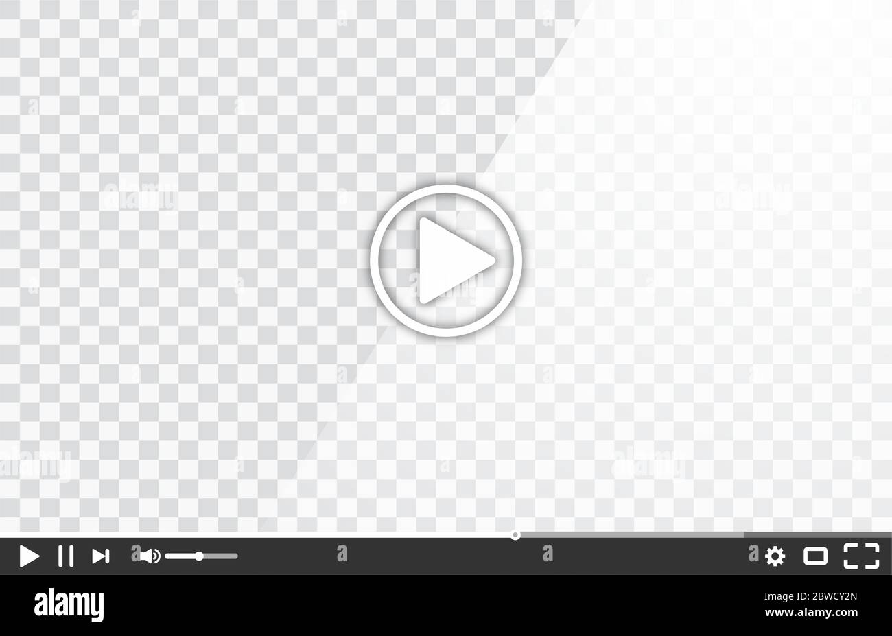 New video player window template for web or mobile apps isolated on transparent background. Flat ...