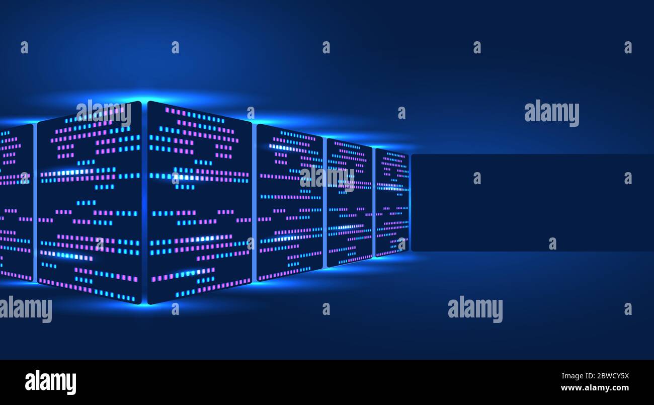 Server rack, blockchain technology, data center, concept of cloud ...