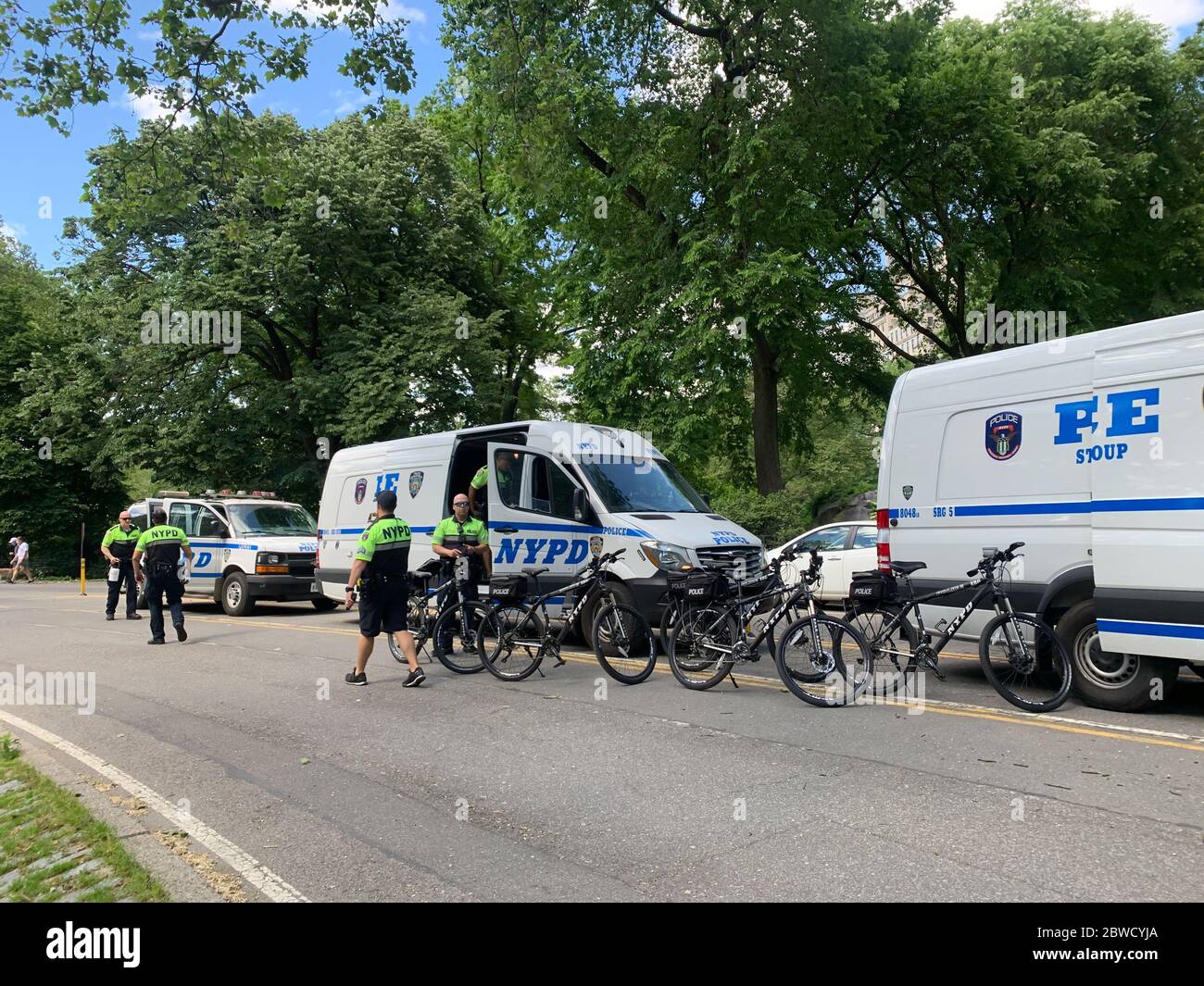 New York, New York, USA. 31st May, 2020. (NEW) Police officers on bikes ...