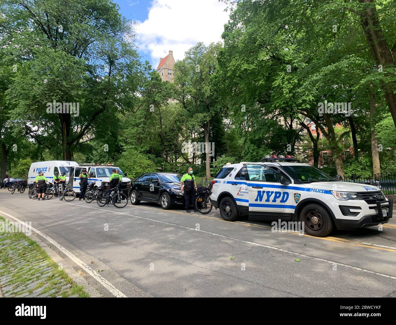New York, New York, USA. 31st May, 2020. (NEW) Police officers on bikes ...