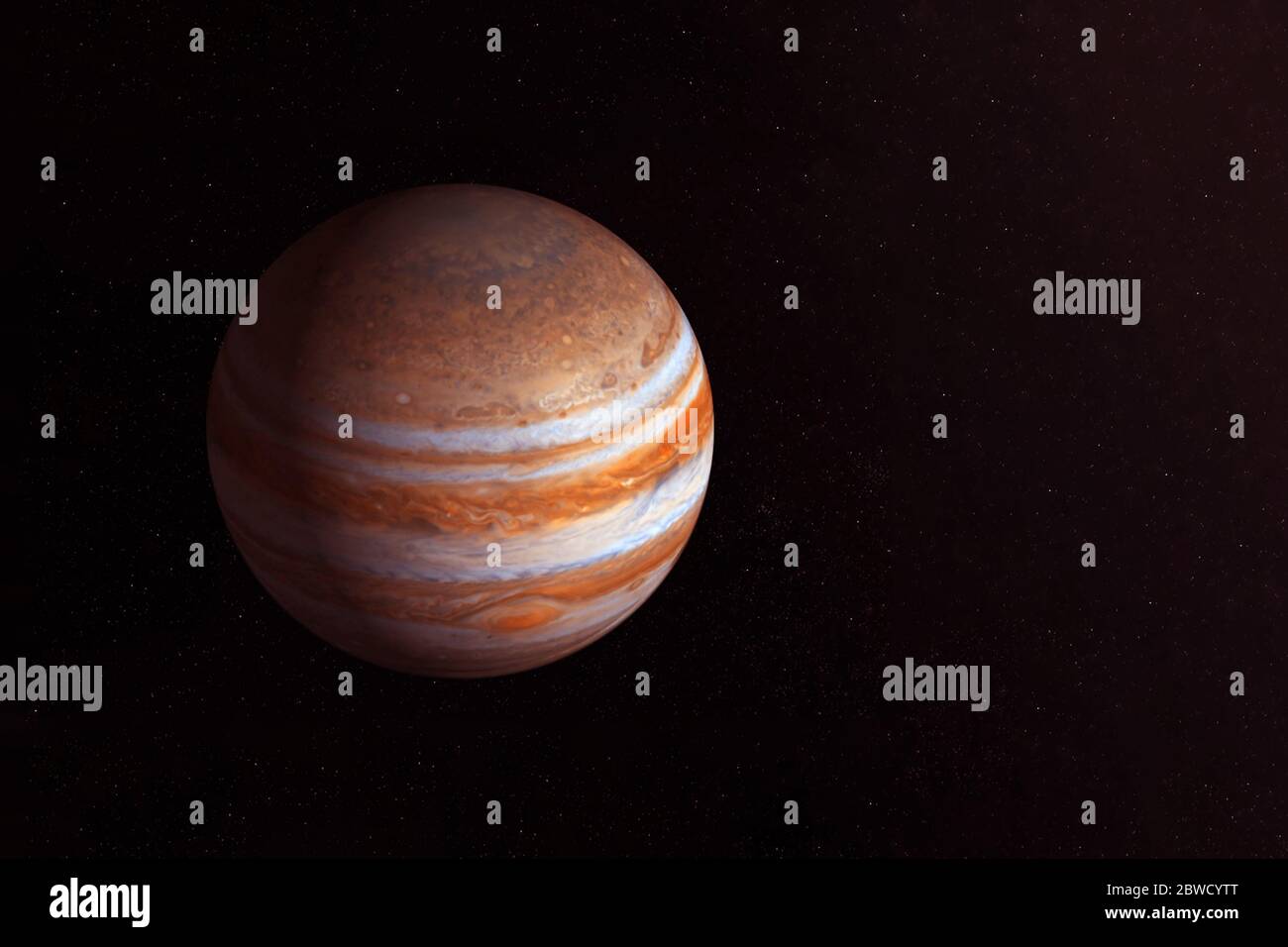 Planet Jupiter, with a big spot, on a dark background. Elements of this ...