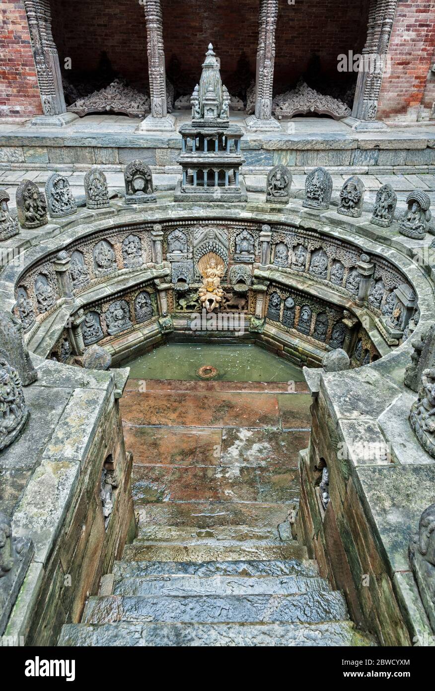 Superbly carved sunken water tank known as the Tusha Hiti inside the ...