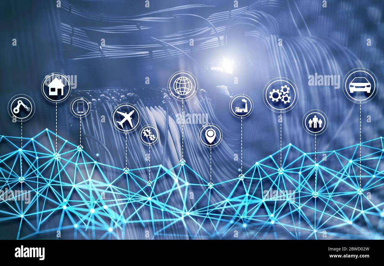 IOT internet of things digital technology concept. Server room ...