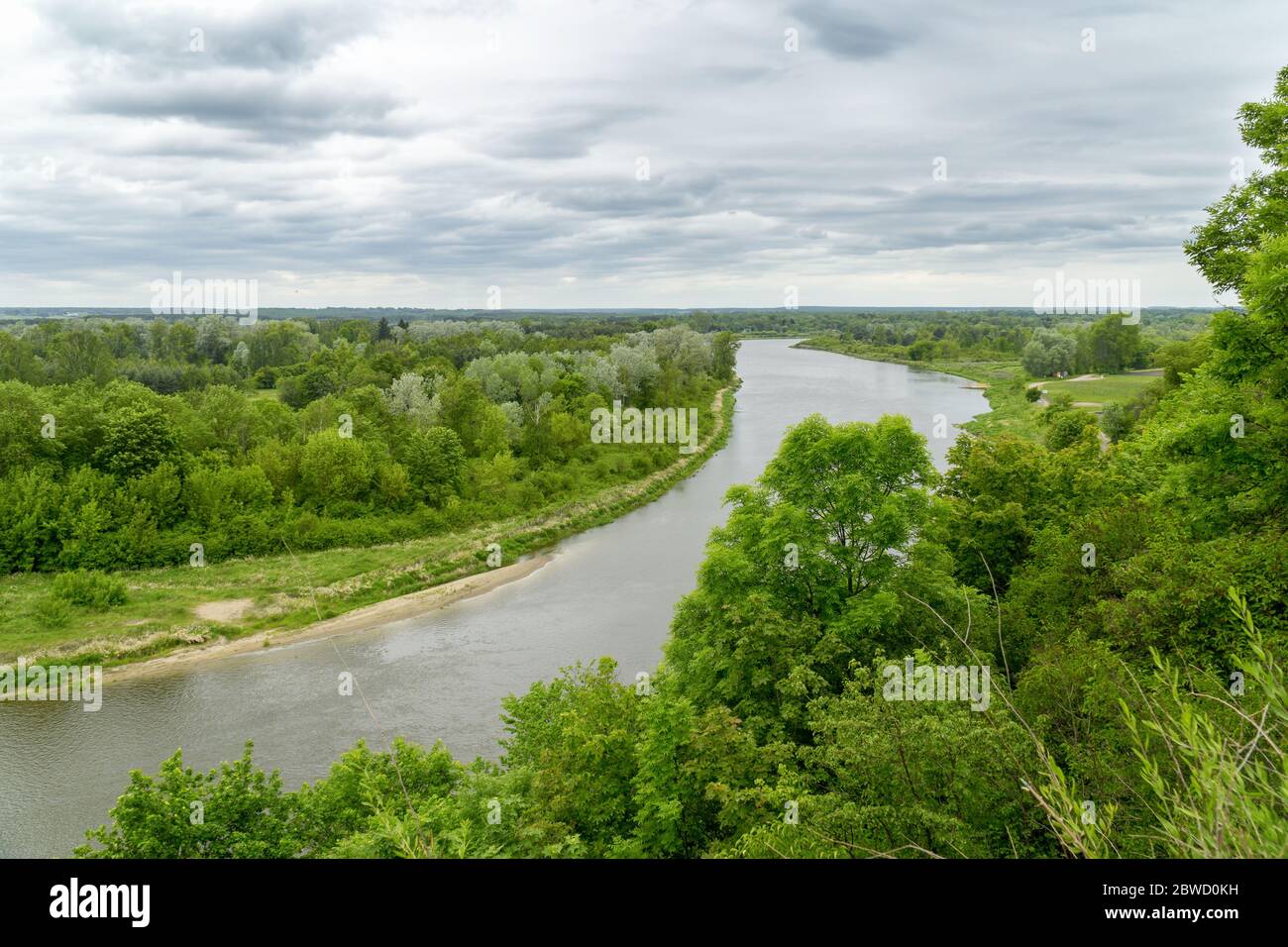View over Bug River from castle hill in Drohiczyn, Poland, Europe Stock ...