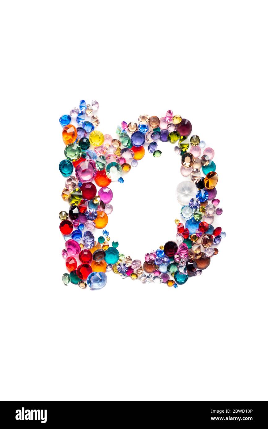Letter D from glass bright gems Stock Photo - Alamy