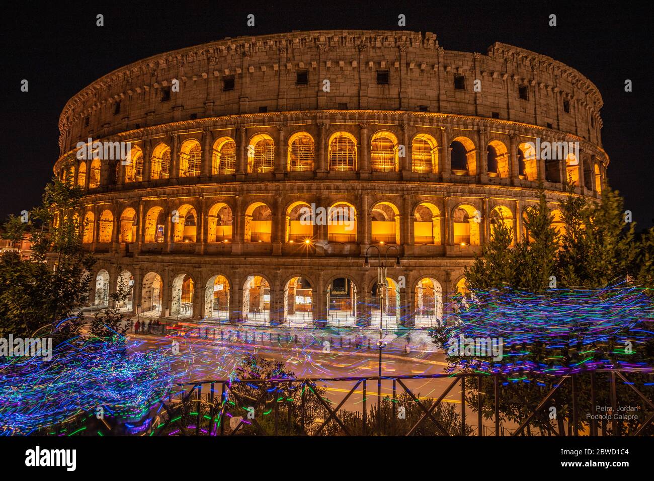 The Colosseum in Rome at night Stock Photo - Alamy