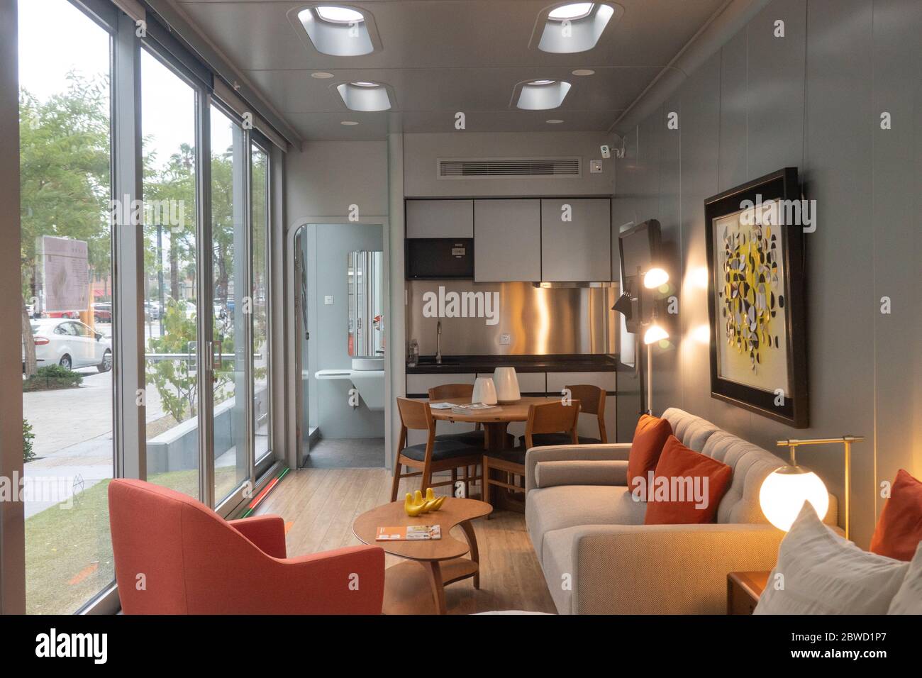 Modern modular living pod room in Palm Springs CA Stock Photo - Alamy
