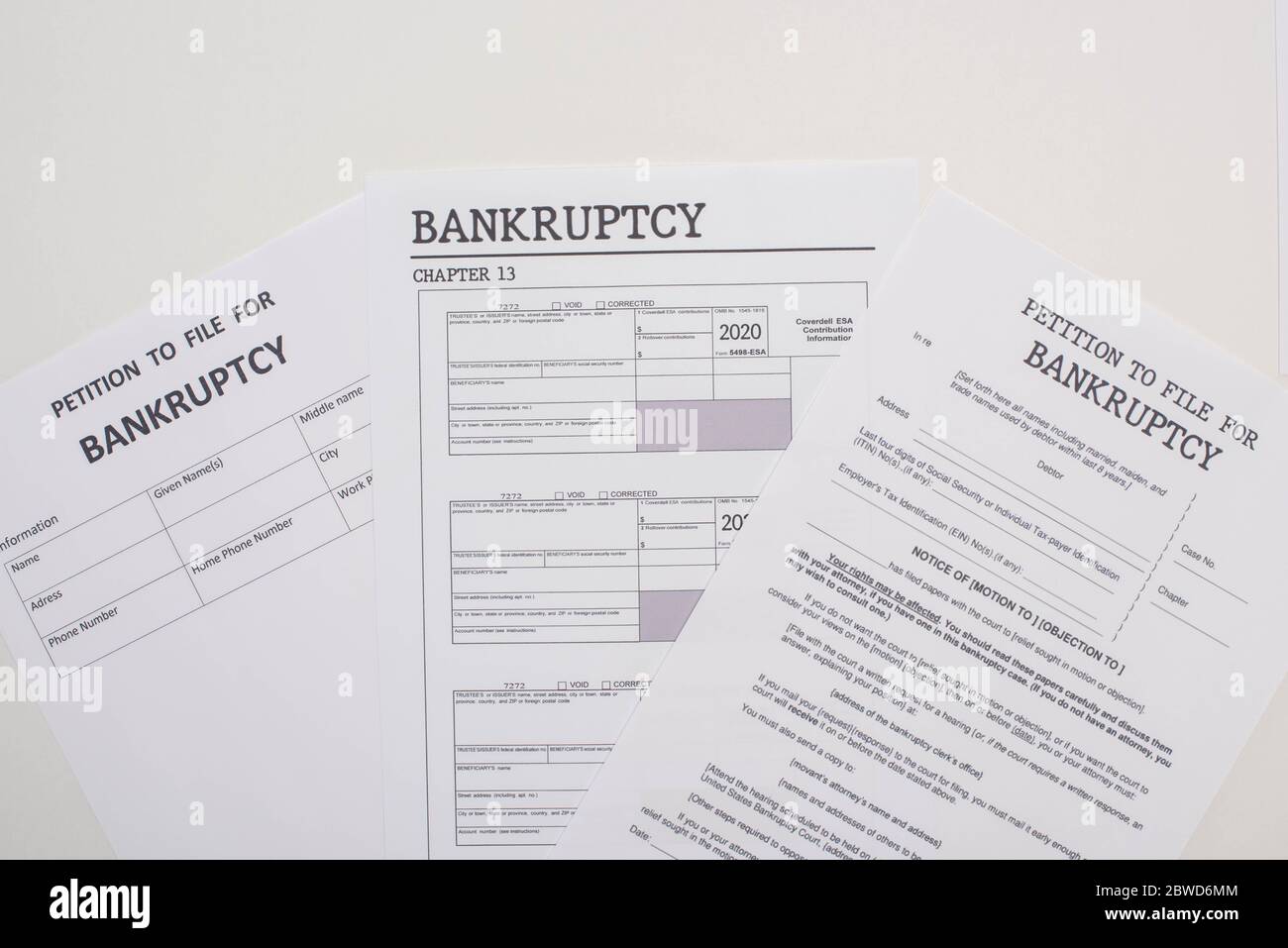 top view of bankruptcy petition papers on white background Stock Photo ...