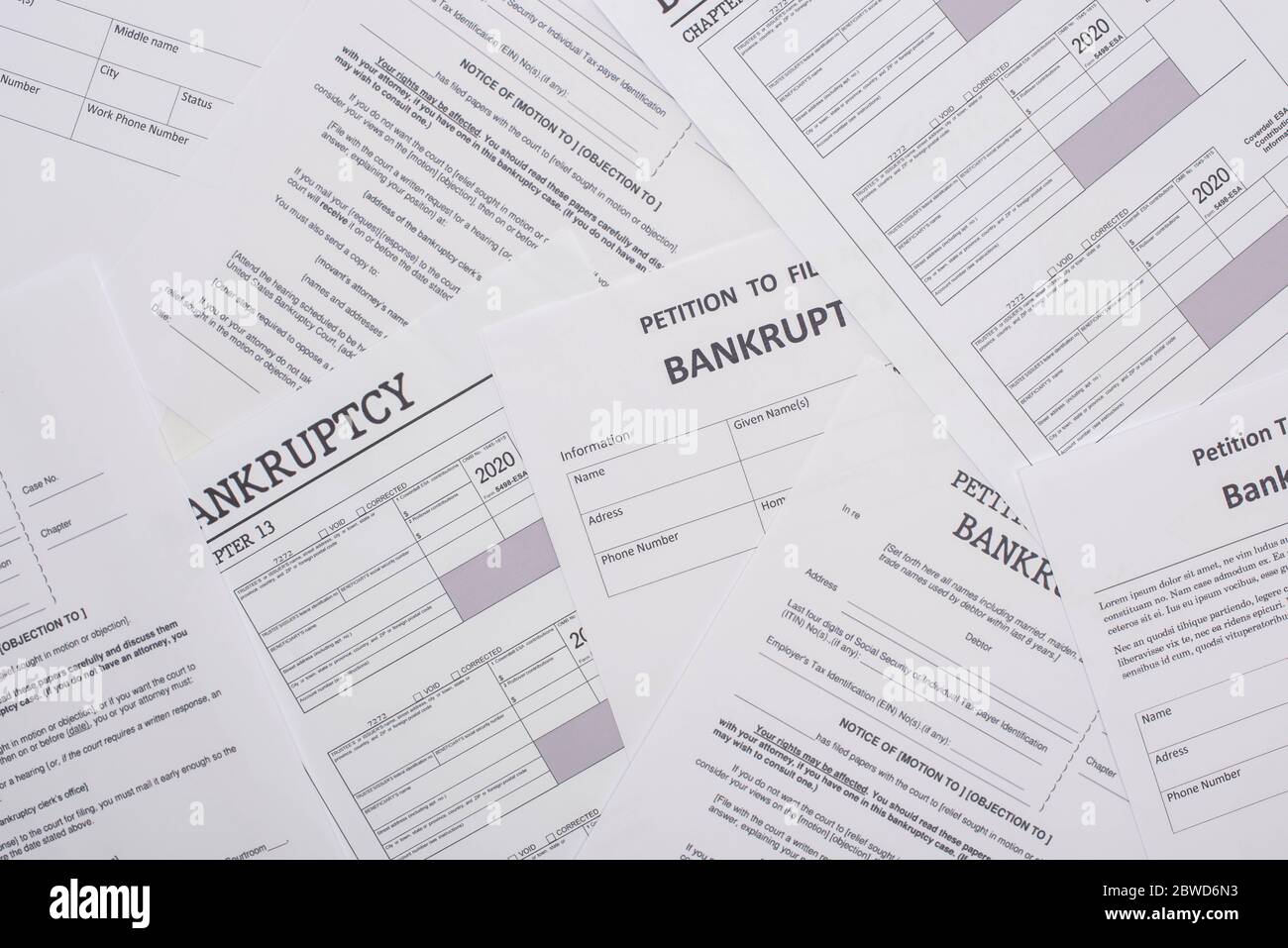 top view of bankruptcy petition papers Stock Photo - Alamy