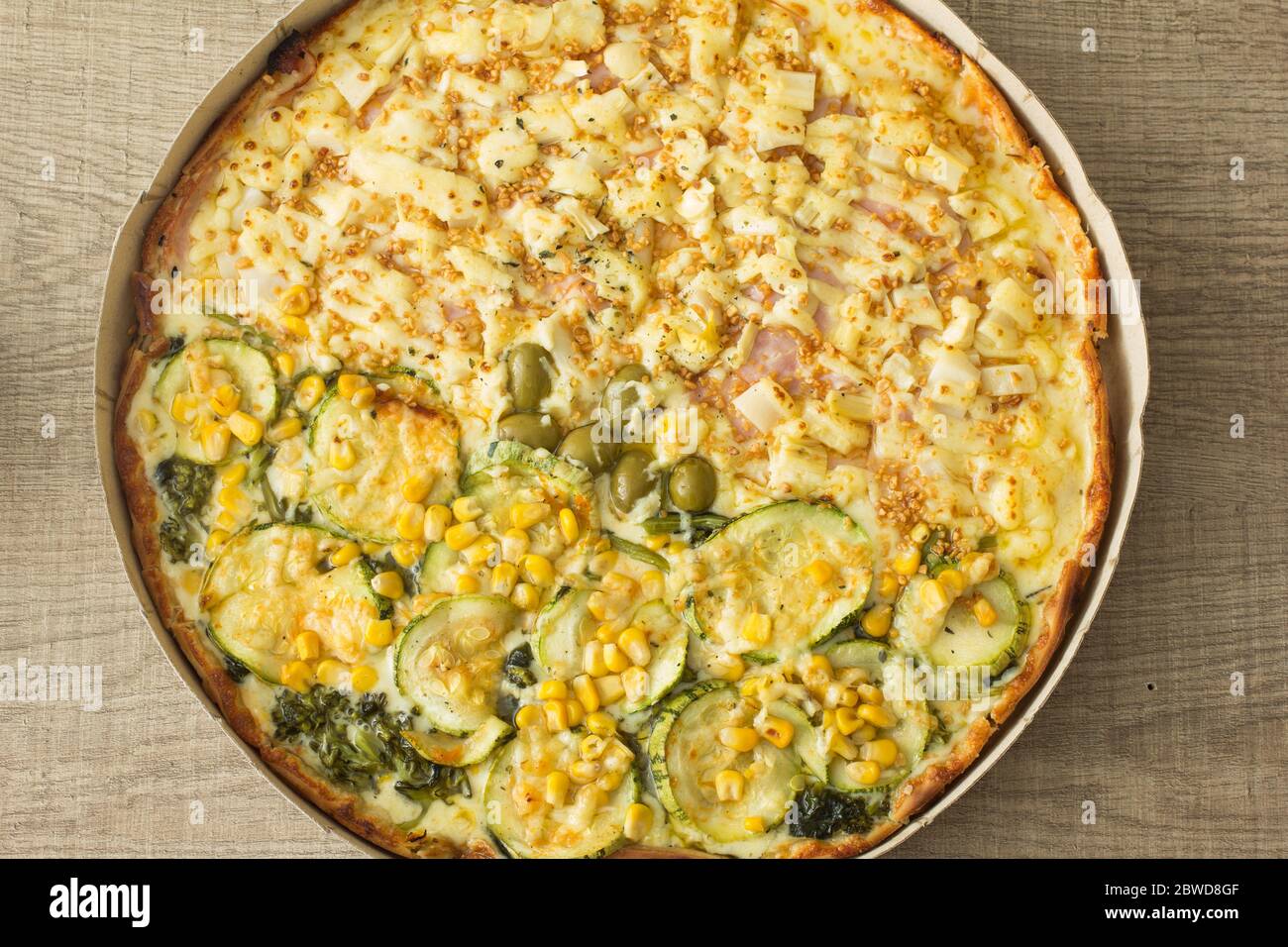 Food plate of pizza. Dish showing italian typical recipe. On rustic ...