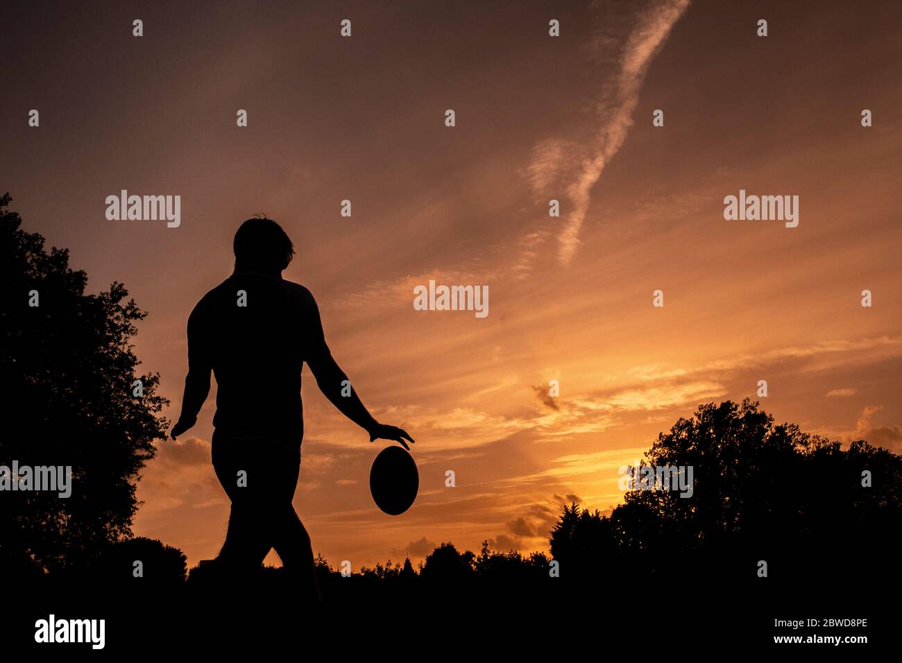 Rugby training at sunset Stock Photo - Alamy