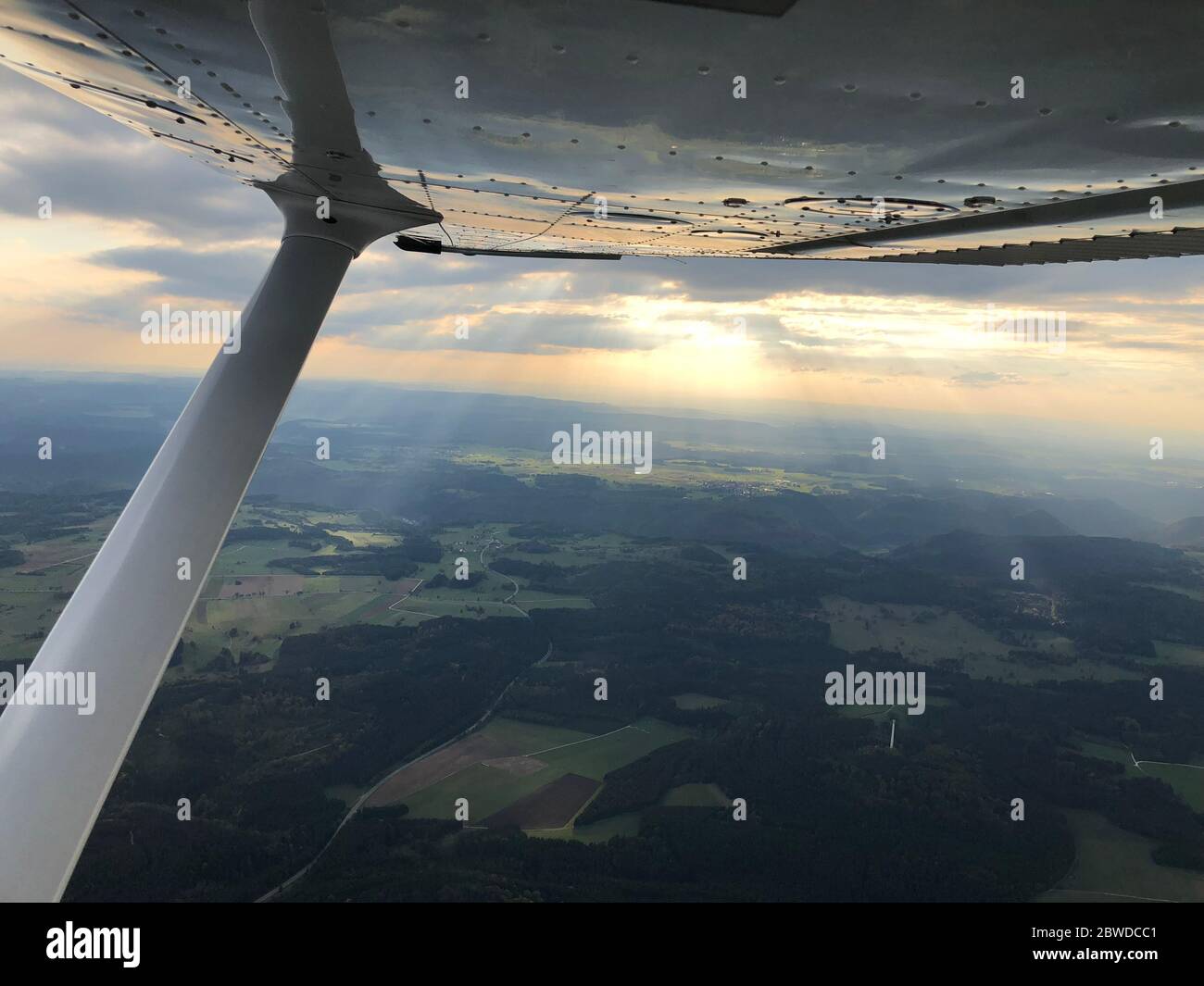 Flight across Germany in a propeller plane Stock Photo - Alamy