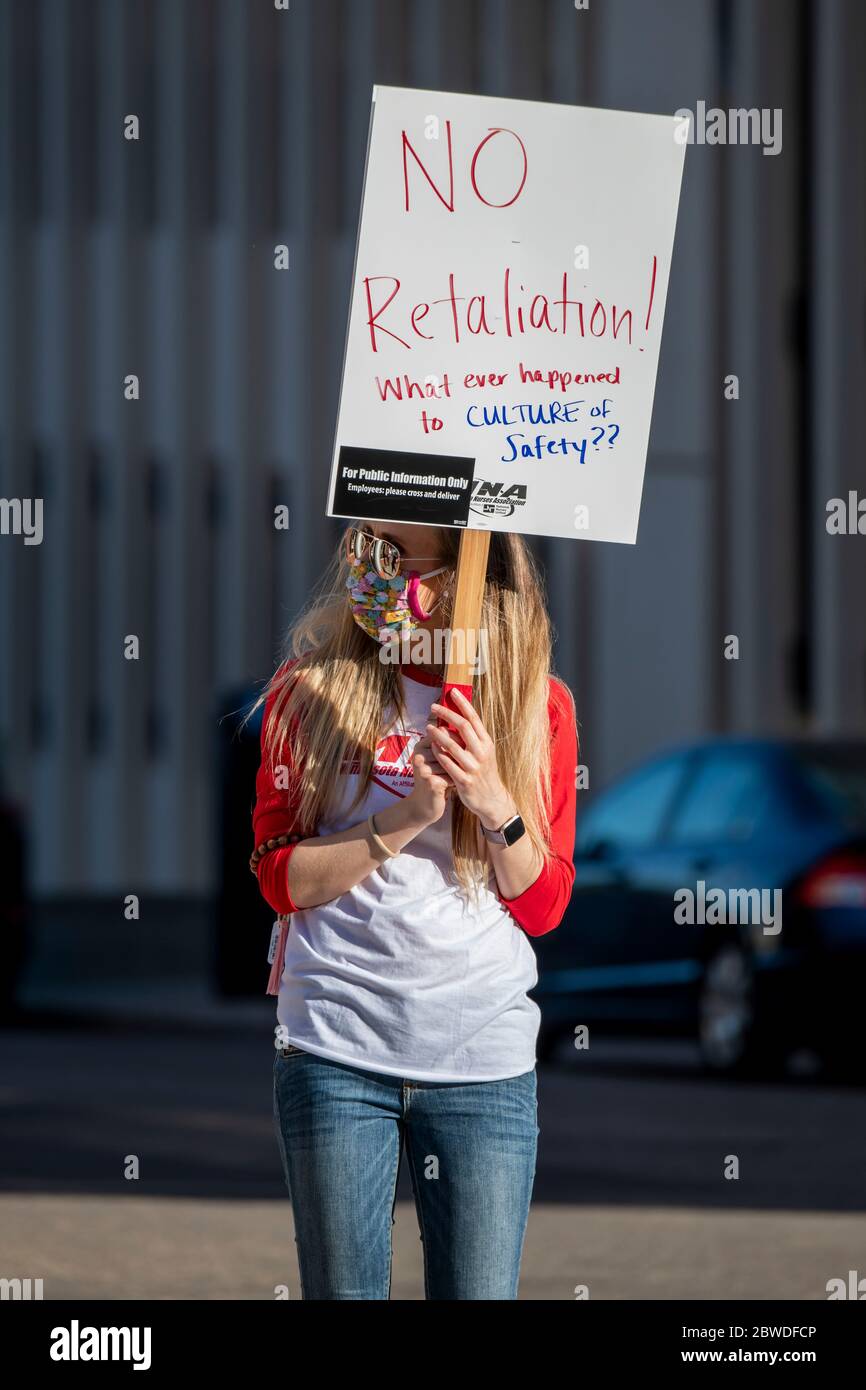 St. Paul, Minnesota. Nurses protest the lack of masks and scrubs during ...