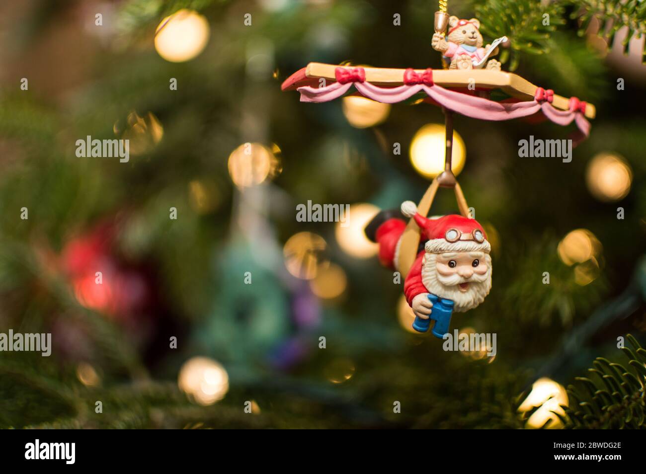 Santa on a hang glider for christmas Stock Photo - Alamy