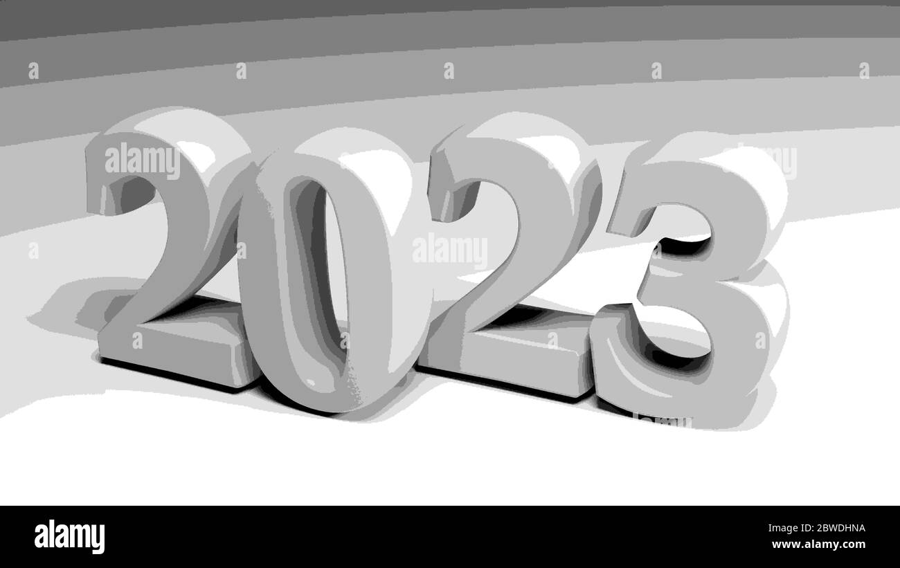 2023 gray write on gray background - 3D rendering illustration Stock ...