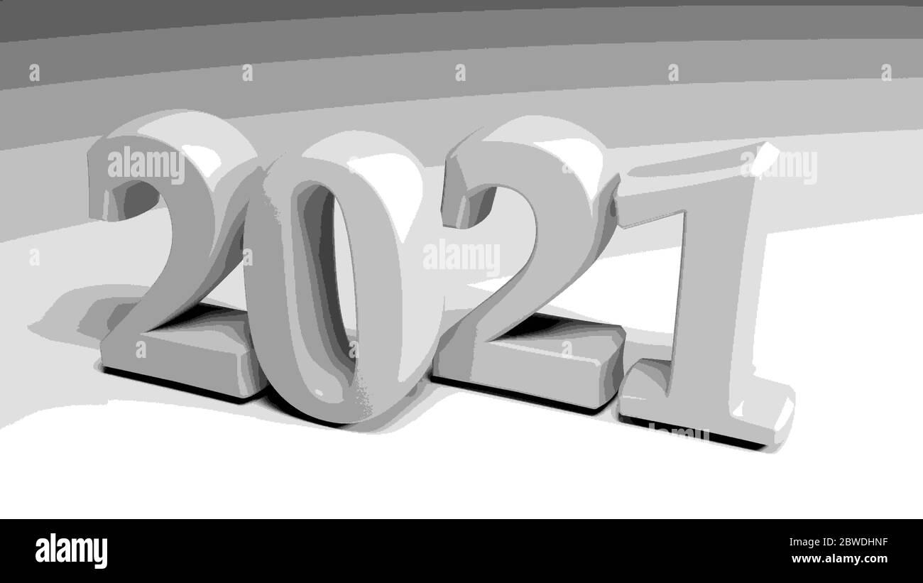 2021 gray write on gray background - 3D rendering illustration Stock ...