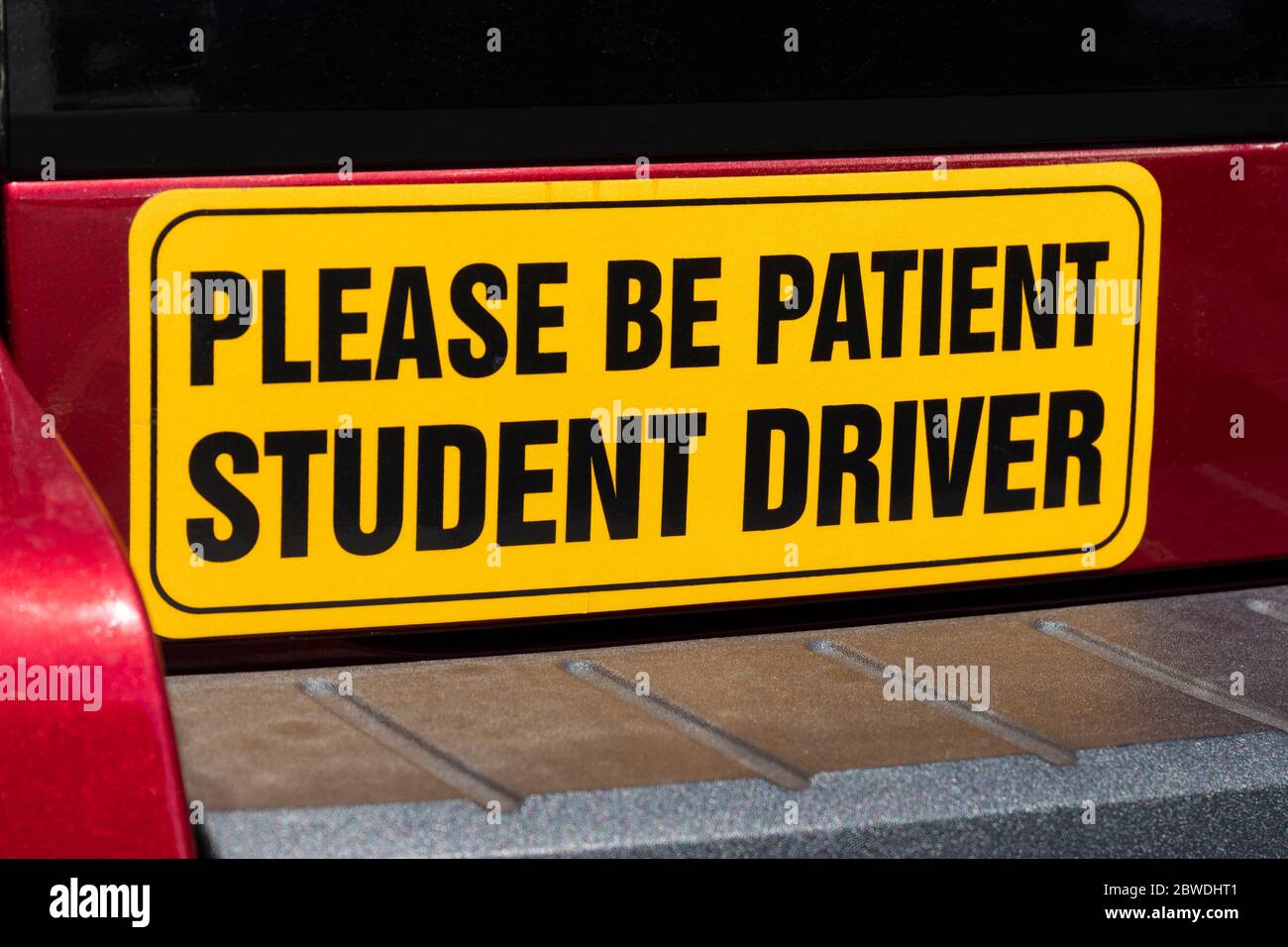Please Be Patient Student Driver bumper sticker Stock Photo - Alamy