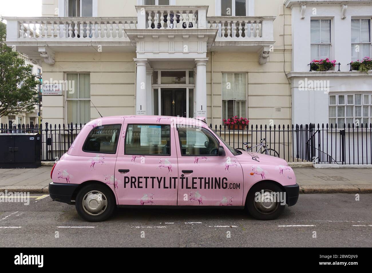 LONDON, UK -16 MAY 2020- A British Hackney Carriage taxi cab painted in ...