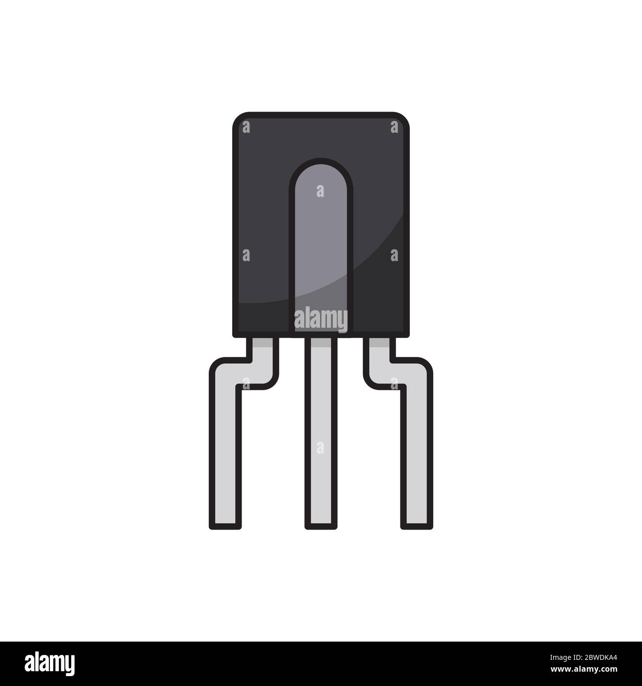 Transistor chip vector icon symbol electronic component isolated on ...