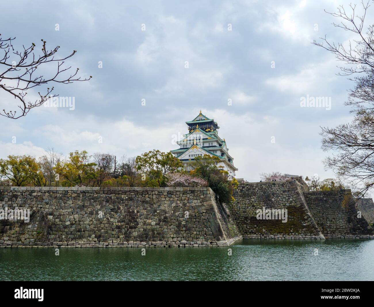 Beautiful landscape with Osaka Castle (Osaka-jo) Main tower. It is one ...