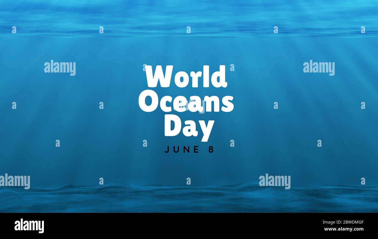 Poster, banner, card or illustration for World Oceans Day with text ...