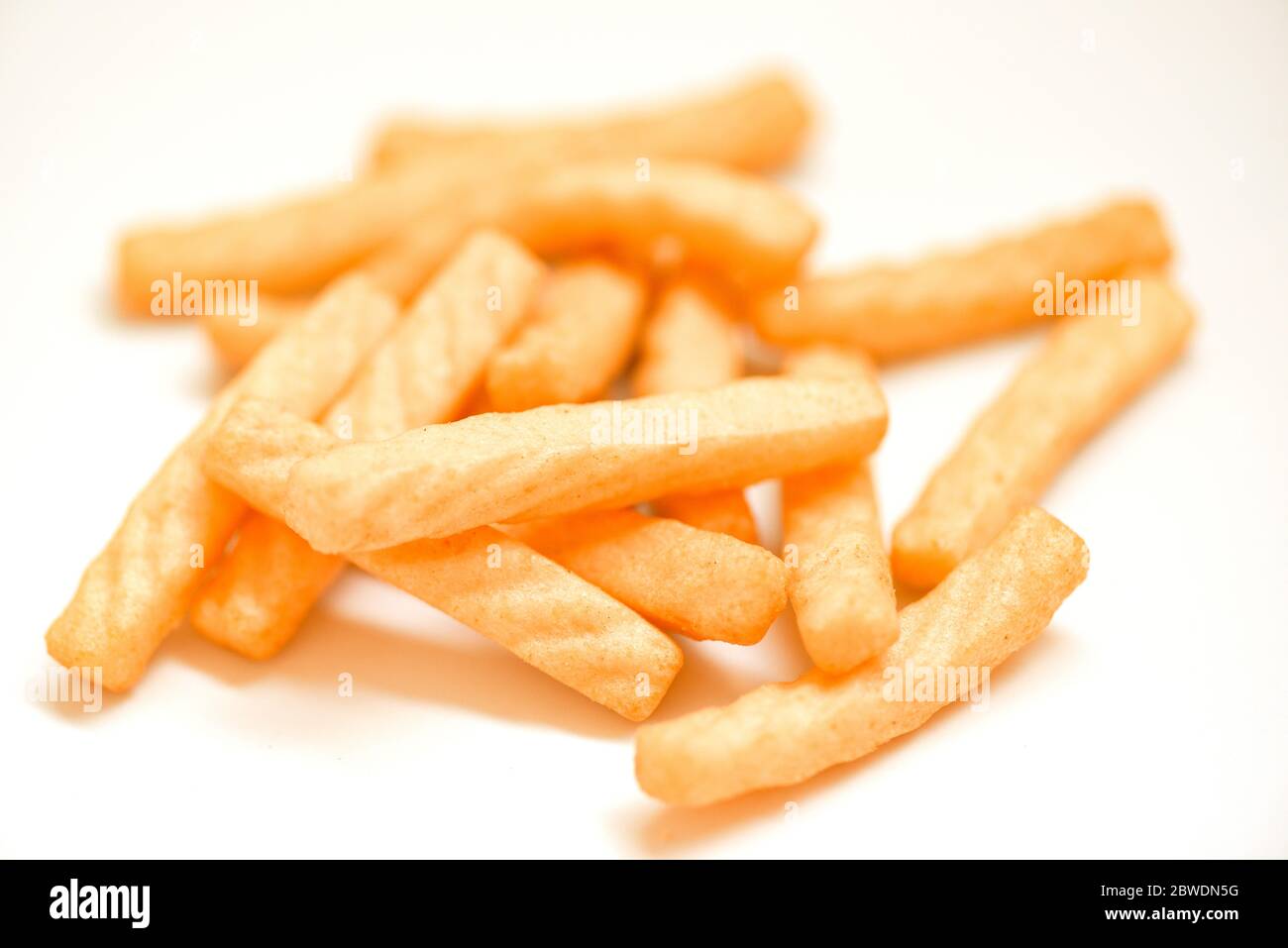 prawn crackers stick isolated on white background / homemade crunchy ...
