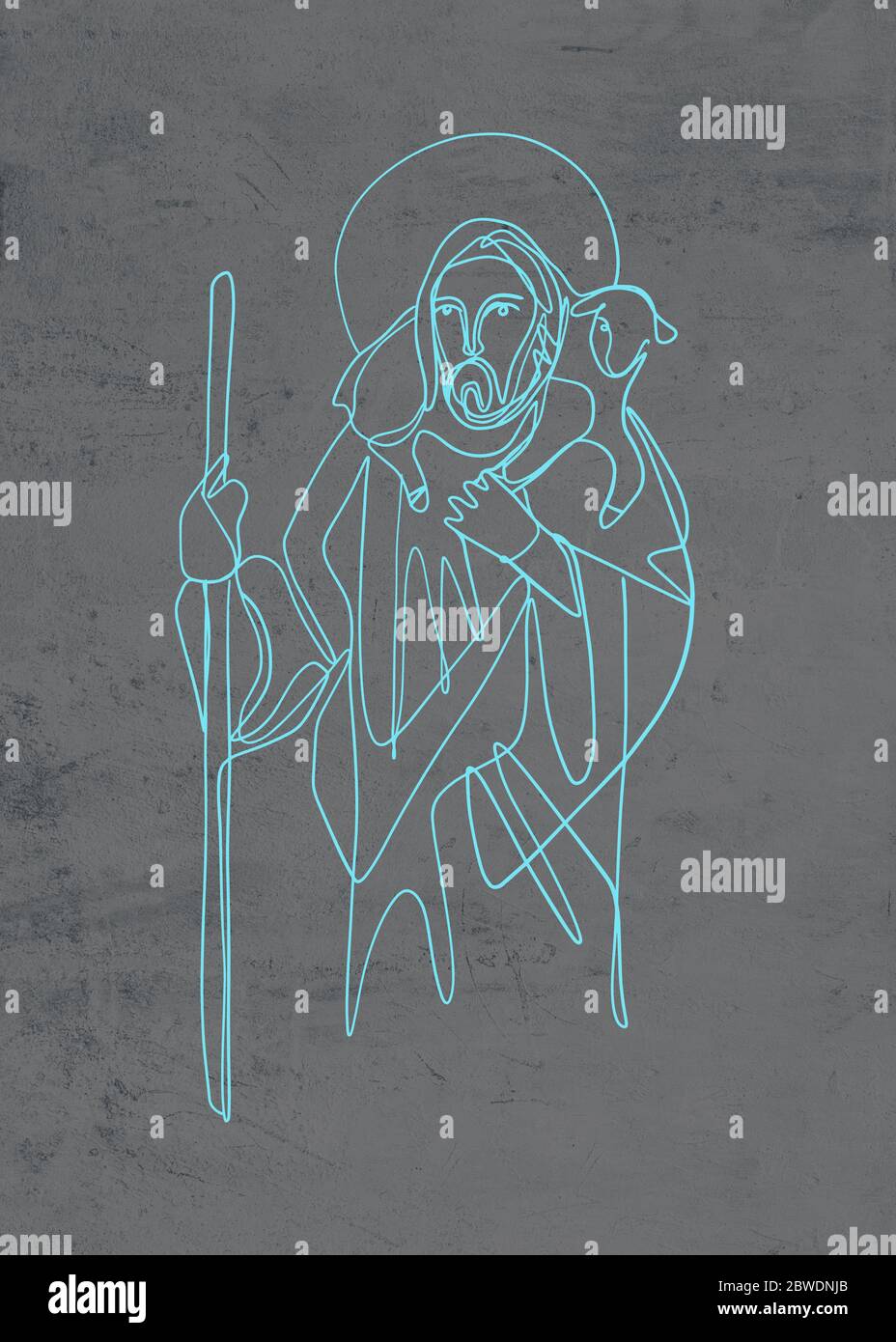 Digital illustration or drawing of Jesus Christ Good Shepherd Stock ...