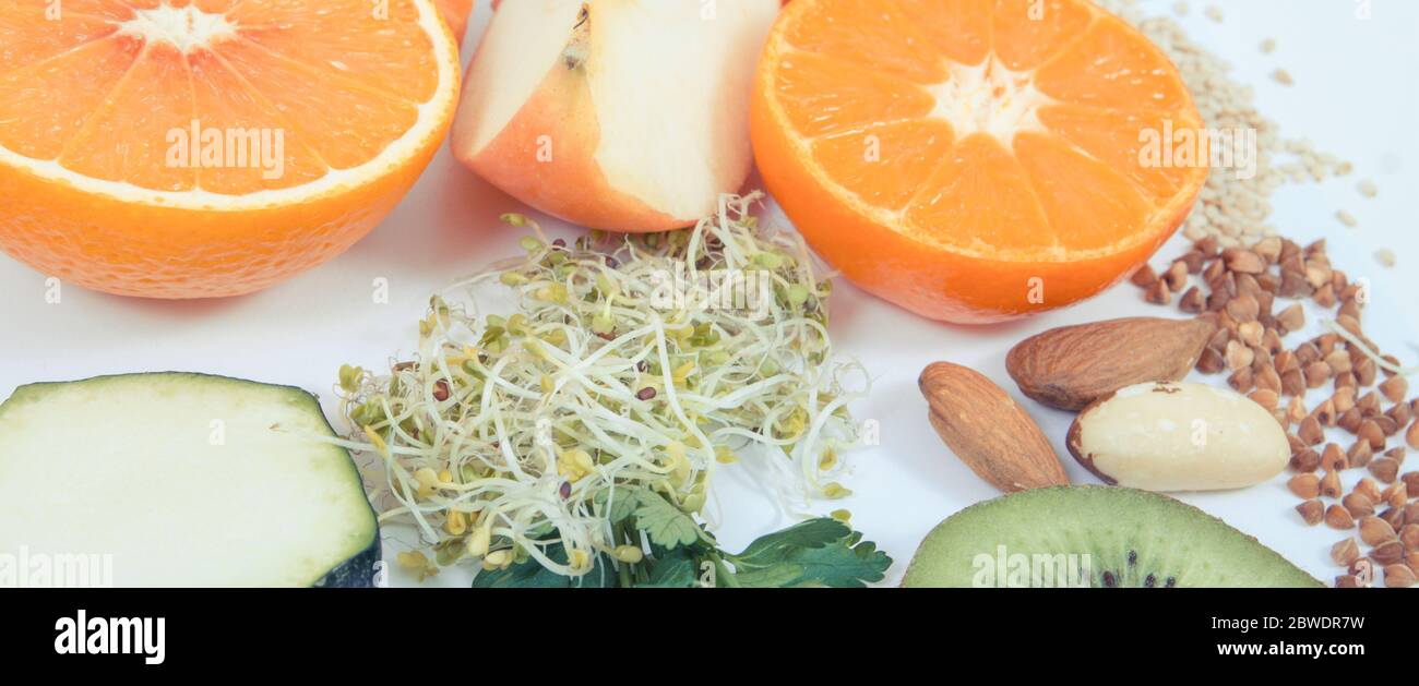 Best nutritious ingredients for healthy thyroid. White background Stock ...