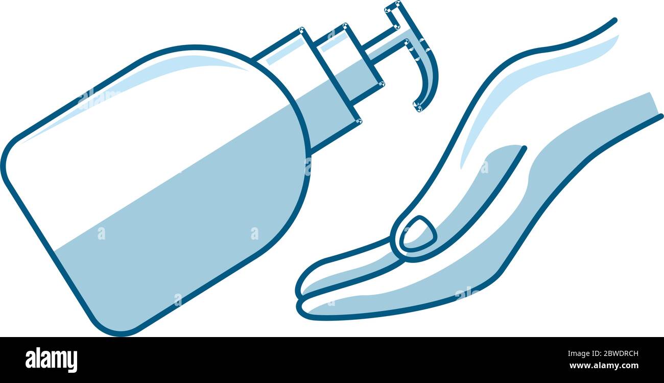 Washing hand Illustration sanitizer liquid soap vector icon Stock ...