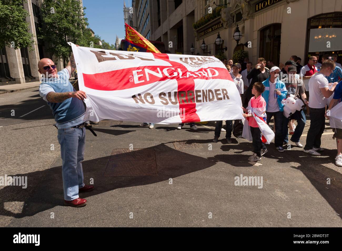 English Defence League (EDL) members on a March organised by group ...