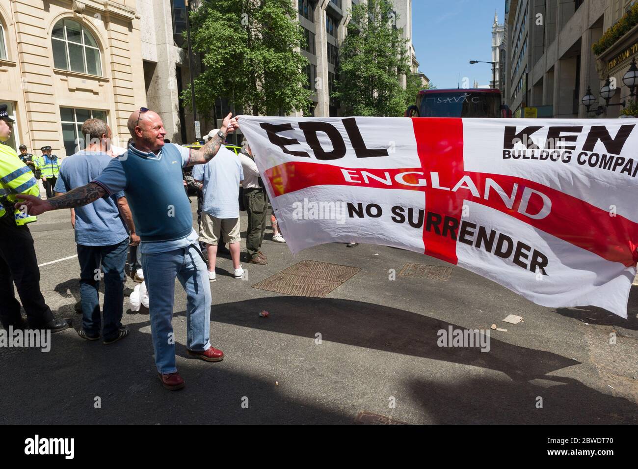 English Defence League (EDL) members on a March organised by group ...