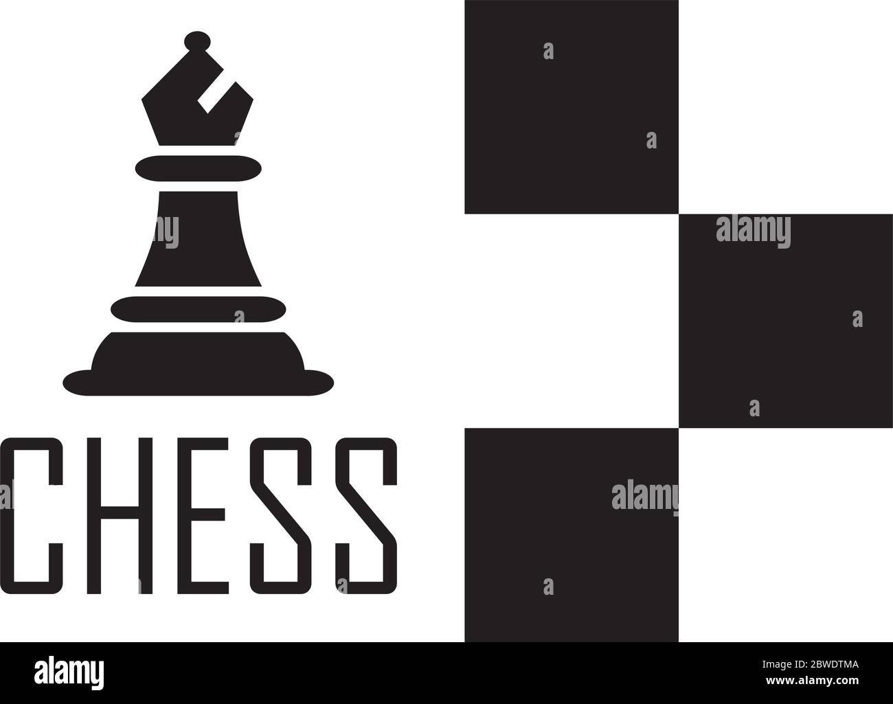 Chess Logo Concept with Checkerboard. Chess Vector Illustration. Black ...