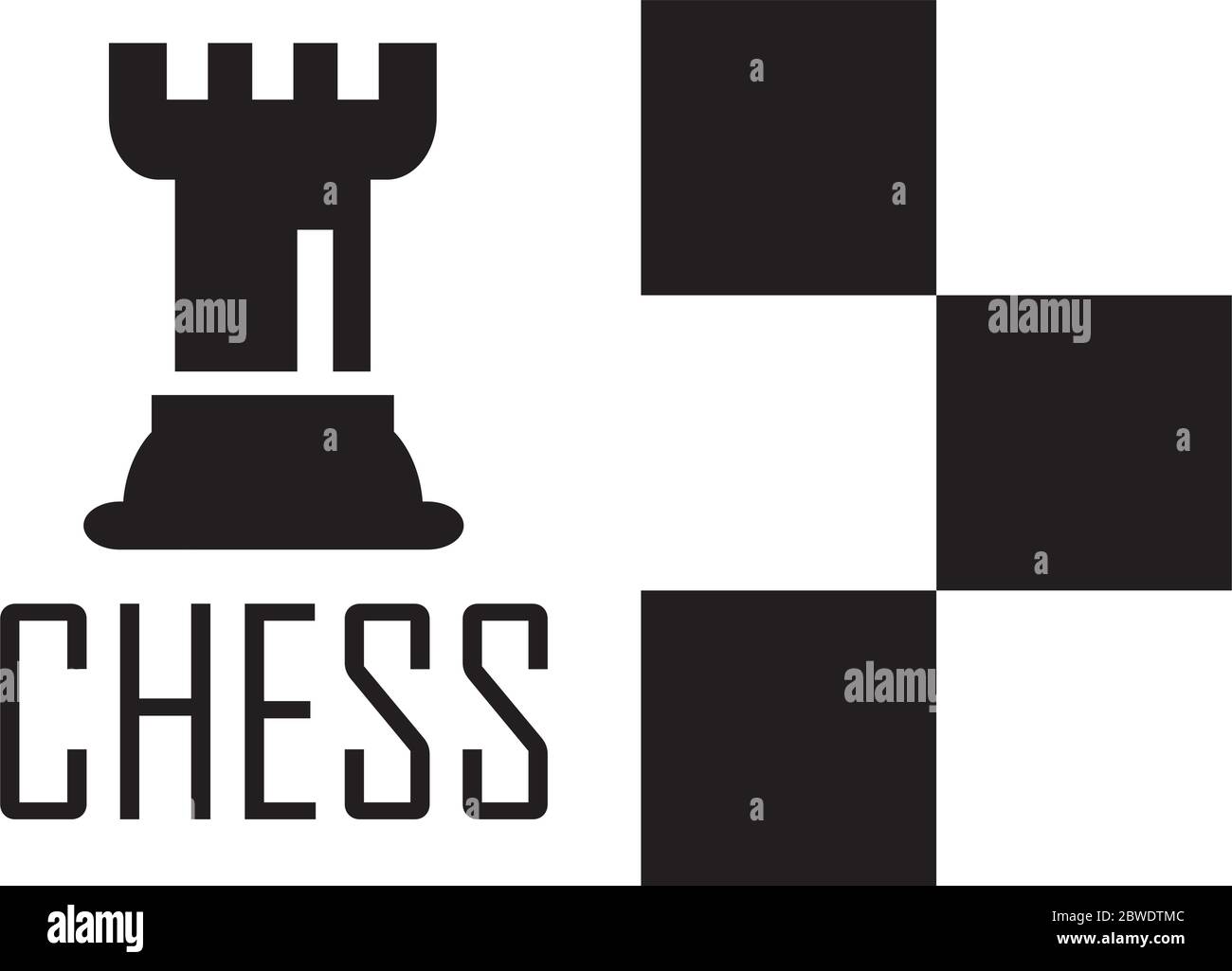 Chess Logo Concept with Checkerboard. Chess Vector Illustration. Black ...