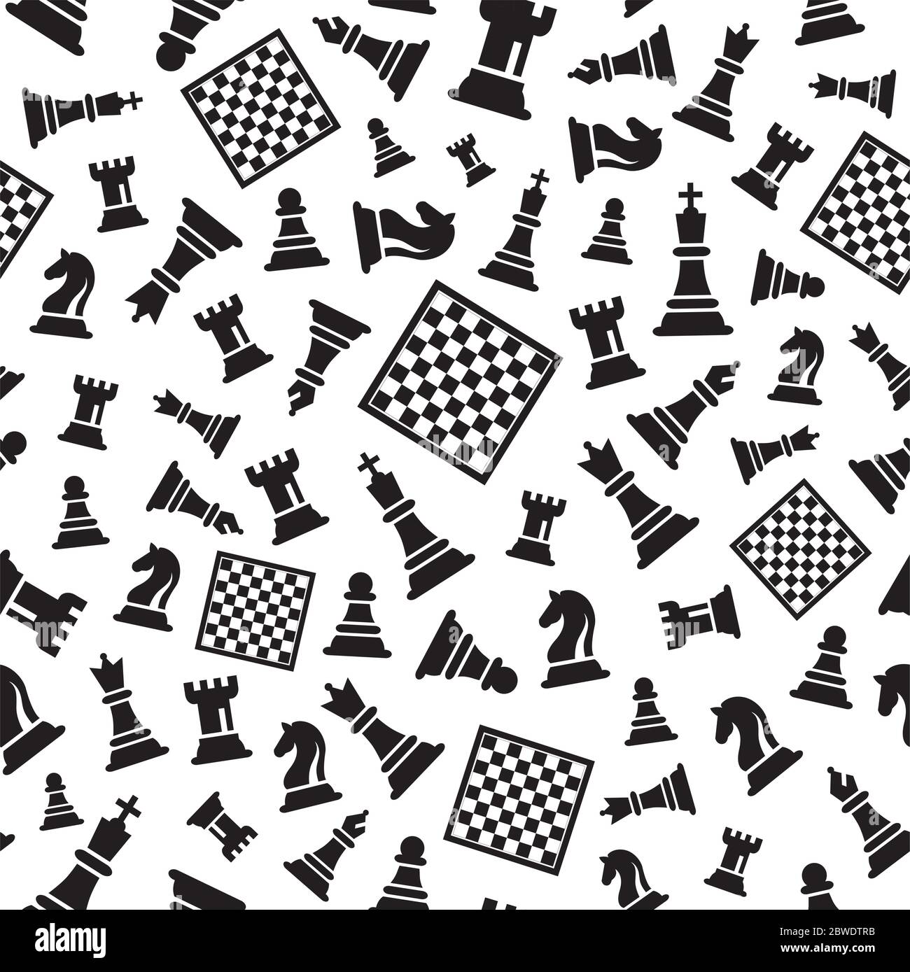 Seamless Chess Vector Pattern on Black And White. Black Chess Figures ...