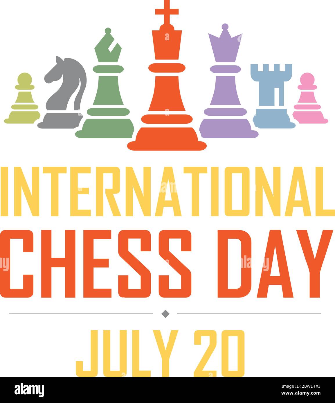 International Chess Day Colorful Vector Illustration on White ...