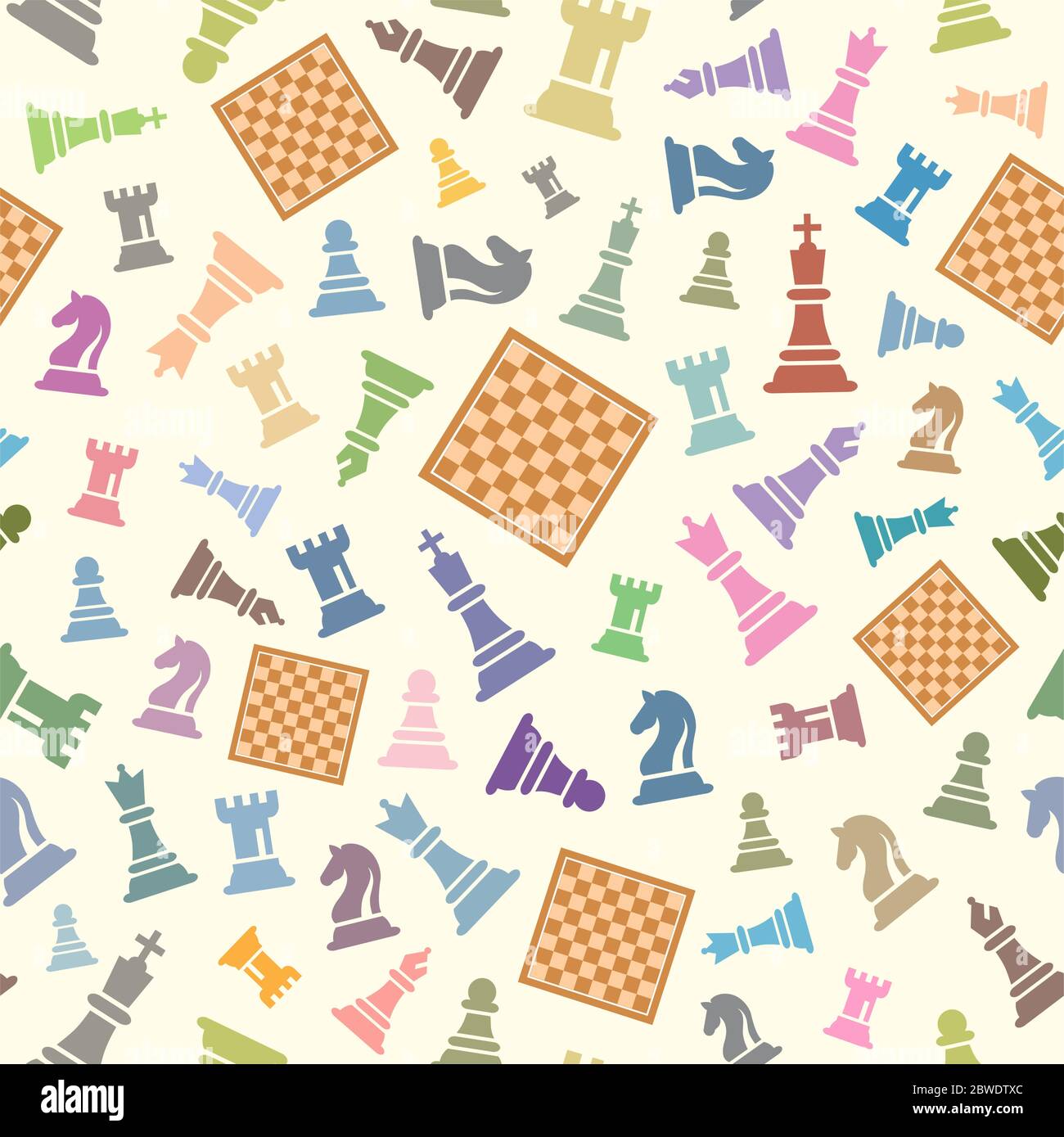 Seamless Chess vector pattern on Light Background. Colorful Chess ...