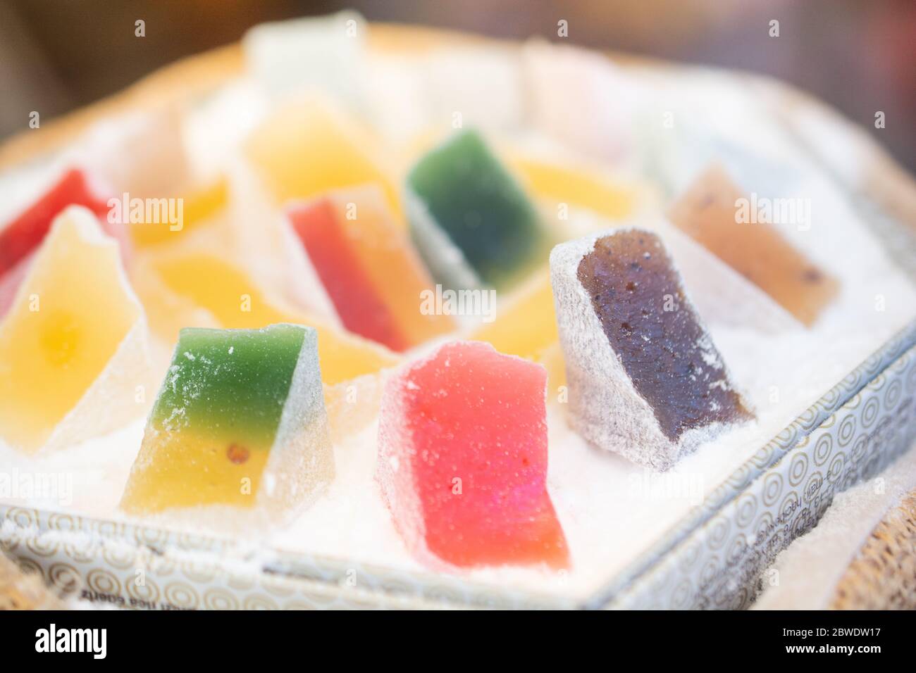 Traditional Turkish Delight, Sugar coated soft candy Stock Photo - Alamy